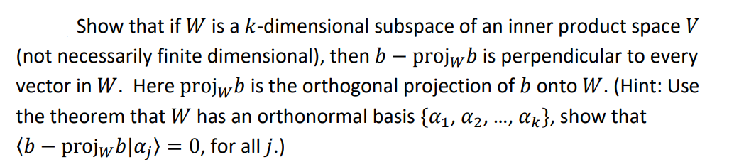 Solved Show that if W is a k-dimensional subspace of an | Chegg.com