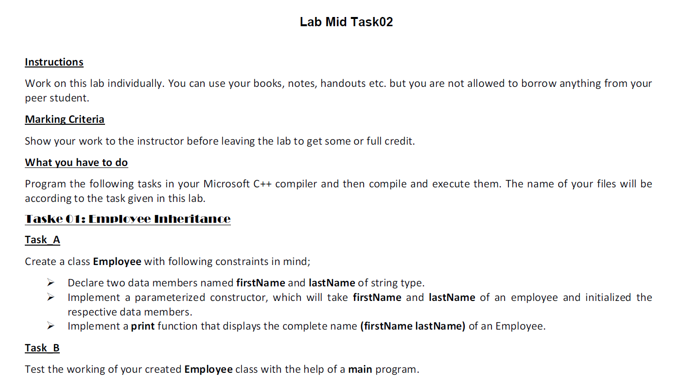 Solved Lab Mid Task02 Instructions Work on this lab | Chegg.com