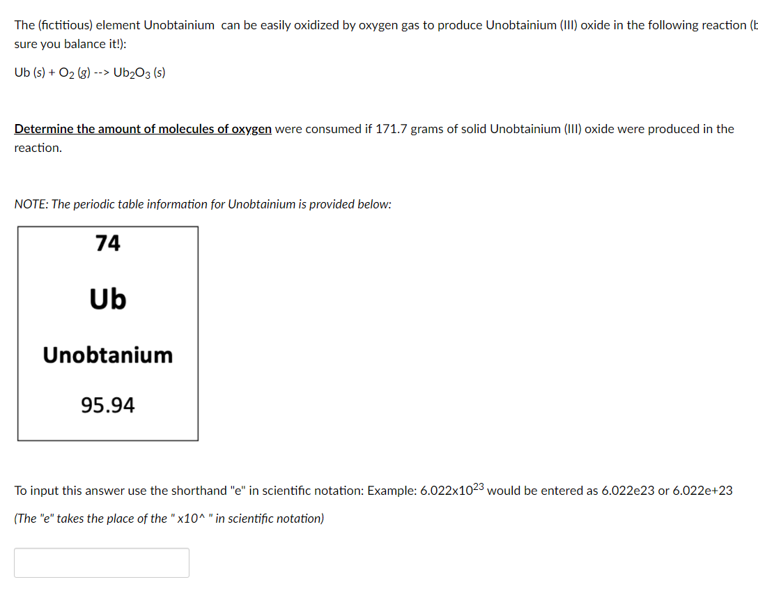 Solved The (fictitious) element Unobtainium can be easily | Chegg.com
