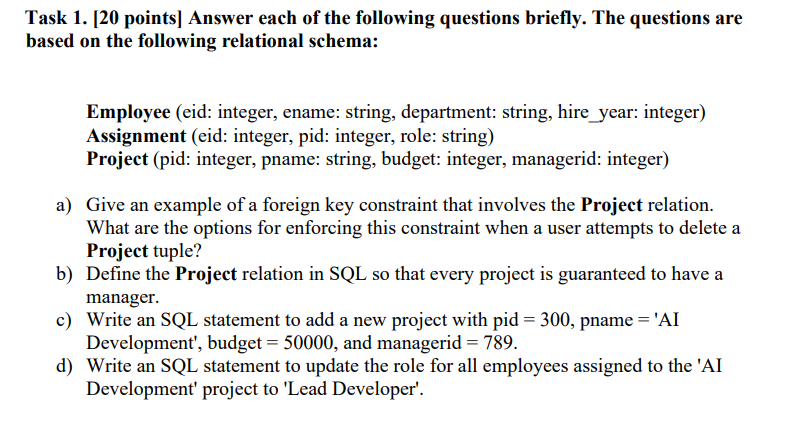 Solved Task 1. [20 ﻿points] ﻿Answer each of the following | Chegg.com