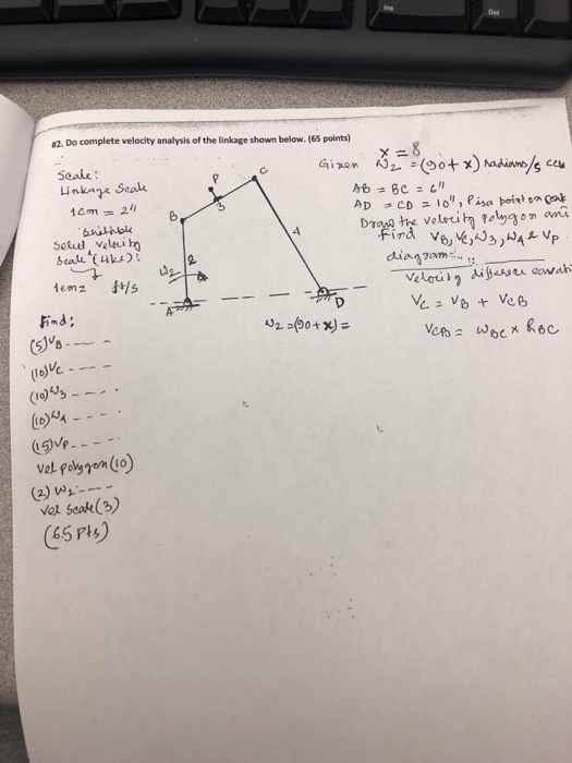 Solved 2 Do Complete Velocity Analysis Of The Linkage