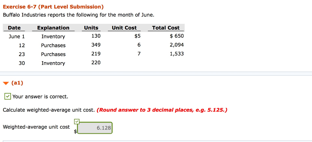 Solved Exercise 6-7 (Part Level Submission) Buffalo | Chegg.com