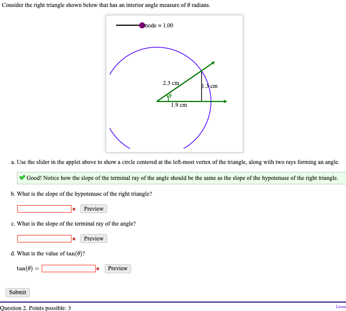 Solved a. Use the slider in the applet above to show a | Chegg.com