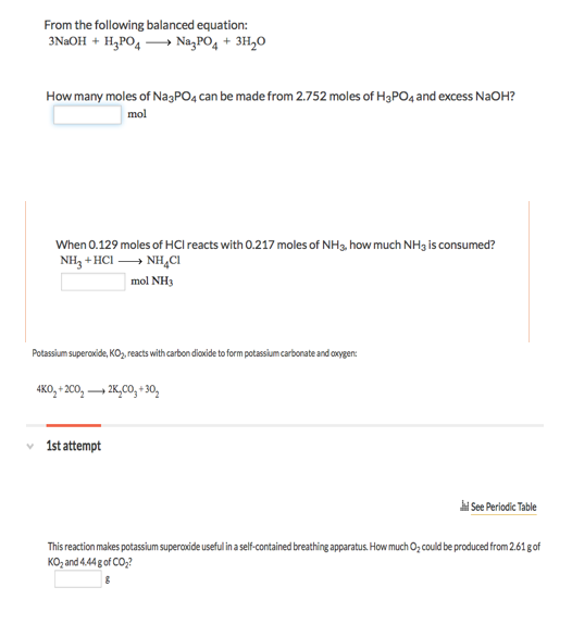 Solved From the following balanced equation: 3NaOH + HNa3PO4 | Chegg.com