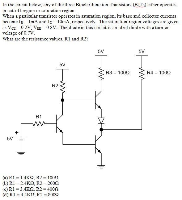 Solved In the circuit below, any of the three Bipolar | Chegg.com