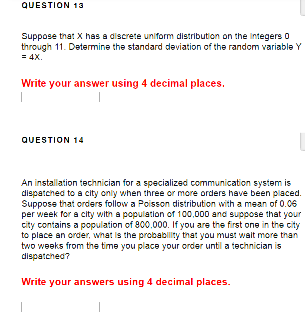 Solved QUESTION 13 Suppose that X has a discrete uniform | Chegg.com