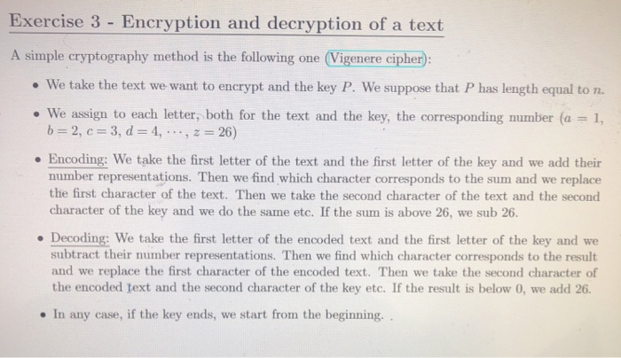 Solved Exercise 3-Encryption and decryption of a text A | Chegg.com