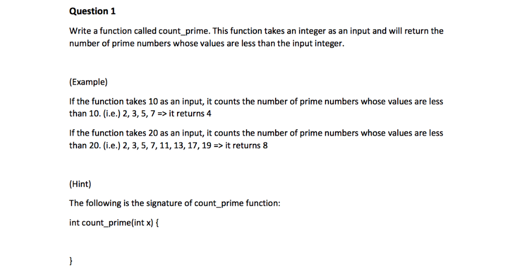 Solved Question 1 Write a function called count_prime. This | Chegg.com