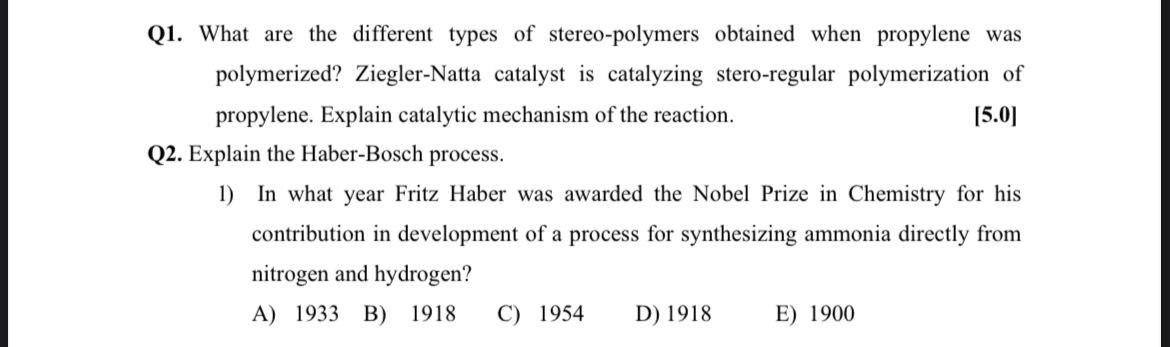 Solved Q1. What are the different types of stereo-polymers | Chegg.com