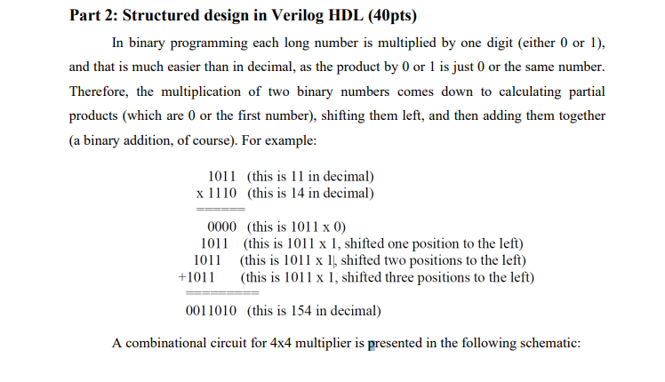 Solved Part 2: Structured design in Verilog HDL (40pts) In | Chegg.com