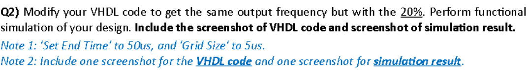 Q2) Modify your VHDL code to get the same output | Chegg.com