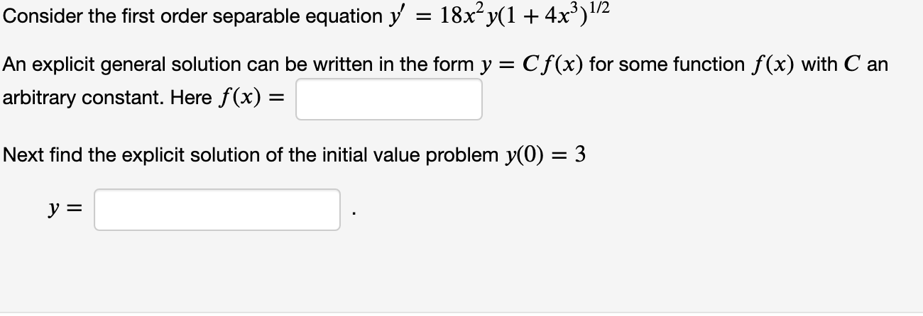 Solved Consider The First Order Separable Equation Y