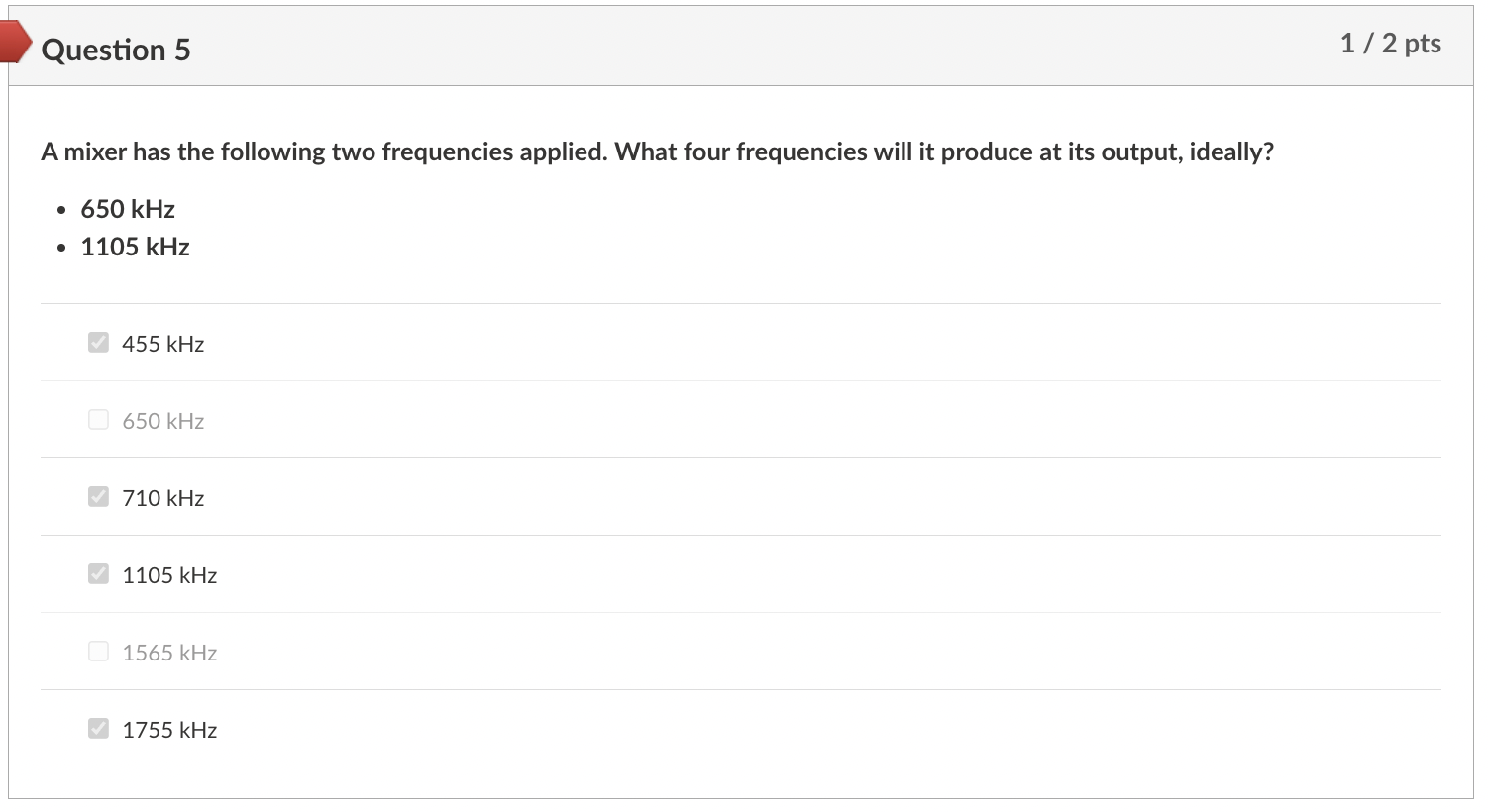 Solved A mixer has the following two frequencies applied. | Chegg.com