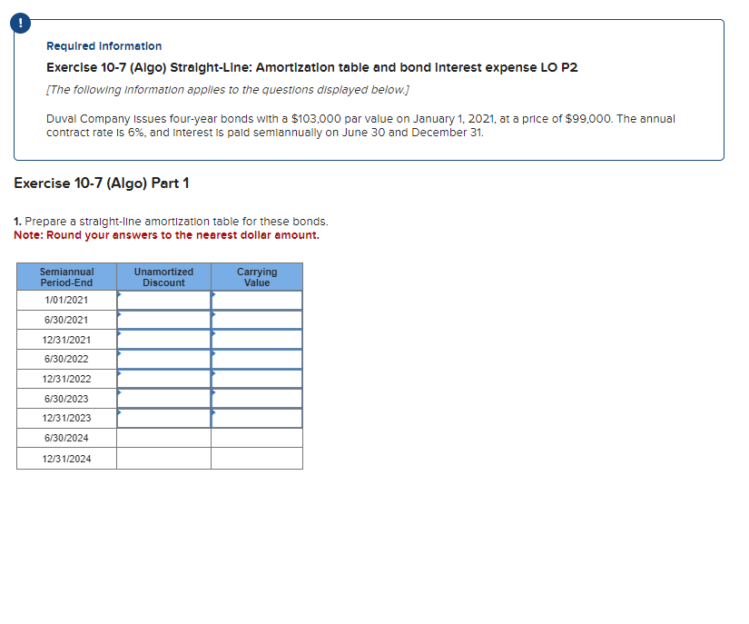 Solved !Required InformationExerclse 10-7 (Algo) | Chegg.com