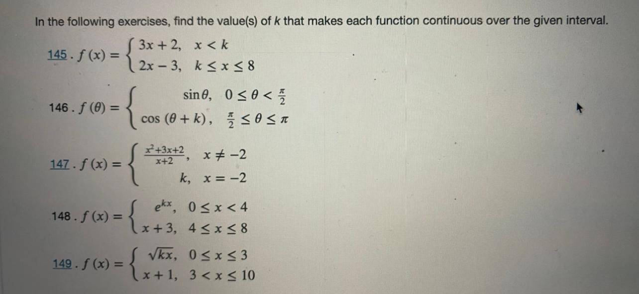 Solved In The Following Exercises Find The Value S Of K