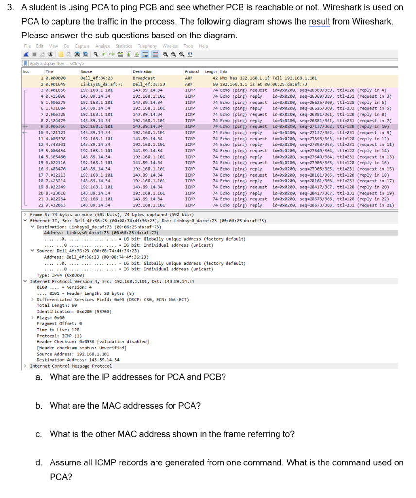 Solved A student is using PCA to ping PCB and see whether | Chegg.com