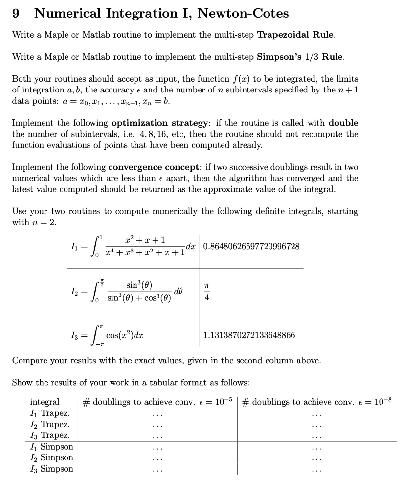 9 Numerical Integration I Newton Cotes Write A Maple