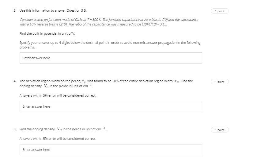 Solved 3. Use this information to answer Question 3-5 1 | Chegg.com