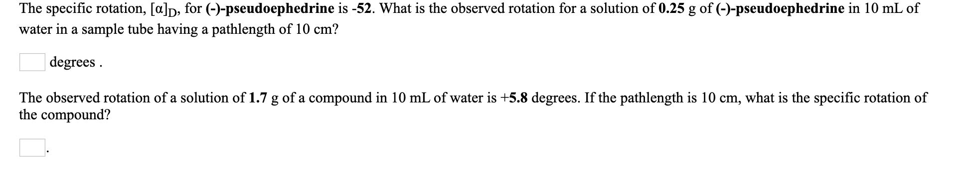Solved The specific rotation, [a]p, for sucrose is +67. What | Chegg.com