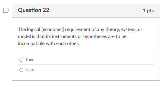 Solved Question 22The logical [economic] ﻿requirement of any | Chegg.com