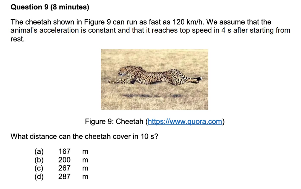 Solved Question 9 (8 minutes) The cheetah shown in Figure 9 | Chegg.com