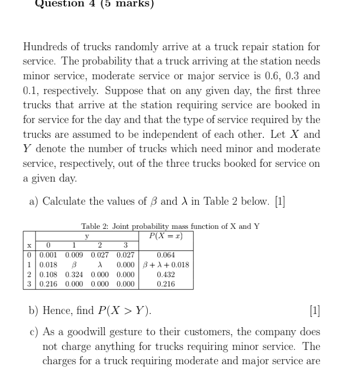 Solved Hundreds of trucks randomly arrive at a truck repair | Chegg.com