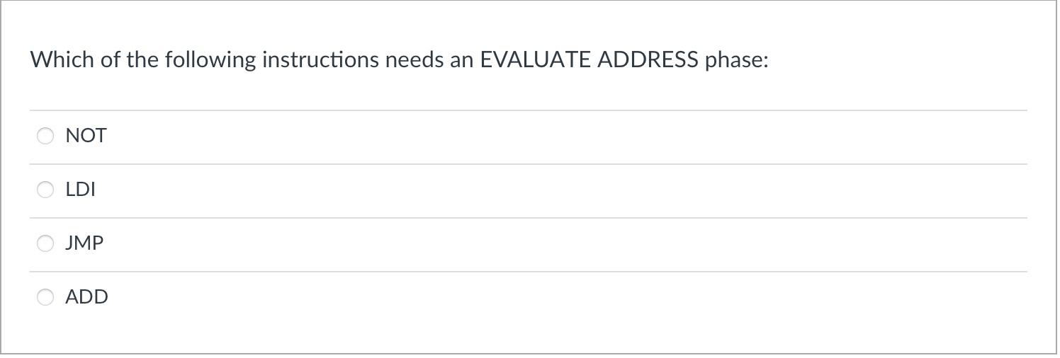 Solved Which of the following instructions needs an EVALUATE | Chegg.com