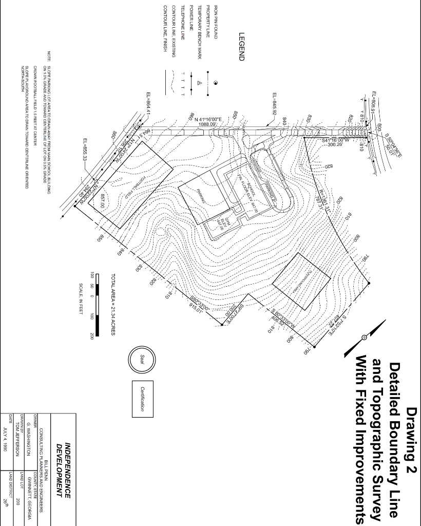Solved S 50°04'56'E Drawing 2 Detailed Boundary Line and | Chegg.com