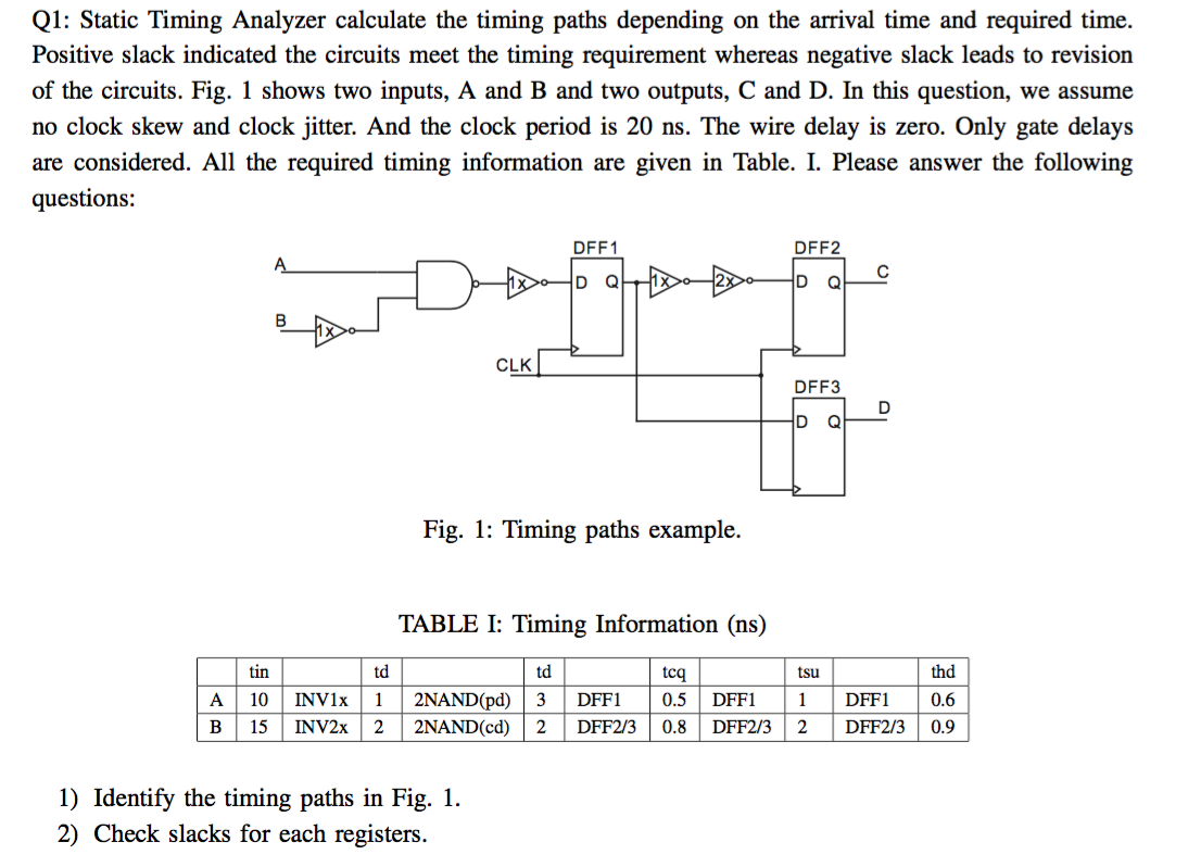 Solved Q1: Static Timing Analyzer calculate the timing paths | Chegg.com
