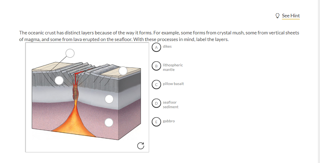 Solved The oceanic crust has distinct layers because of the | Chegg.com