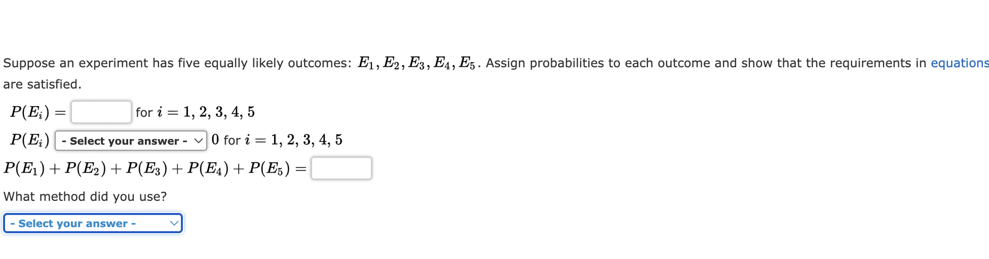 Solved Suppose an experiment has five equally likely | Chegg.com