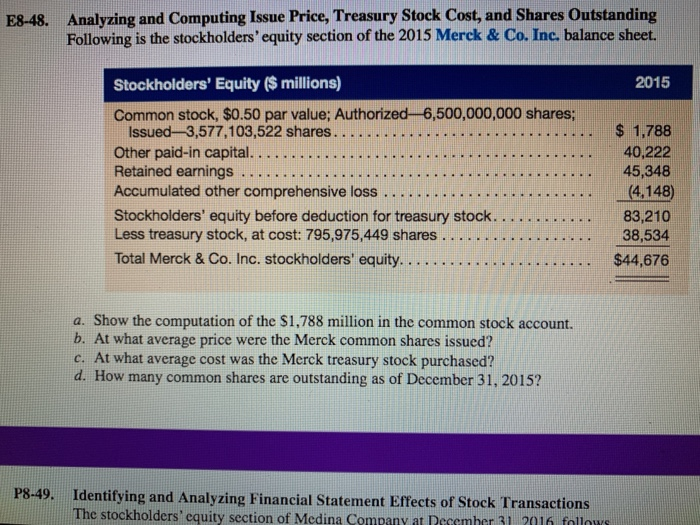 Solved Analyzing and Computing Issue Price, Treasury Stock | Chegg.com
