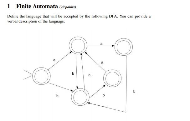 Solved 1 Finite Automata 20 Points Define The Language 