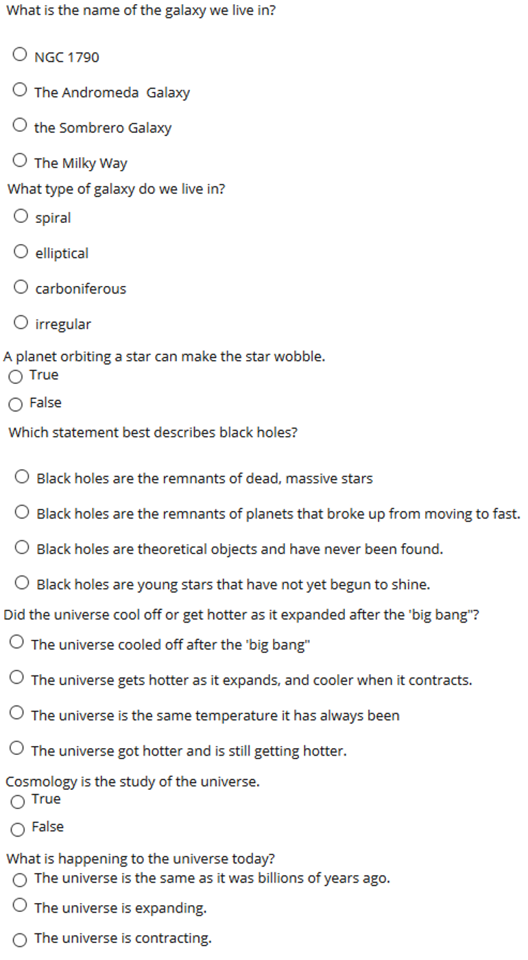 Solved What is the name of the galaxy we live in? NGC 1790 | Chegg.com