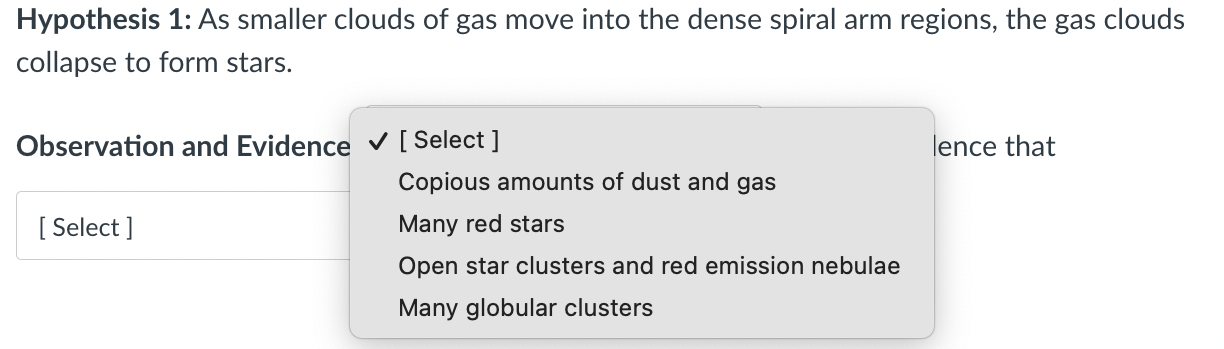 Solved Hypothesis 1: As smaller clouds of gas move into the | Chegg.com