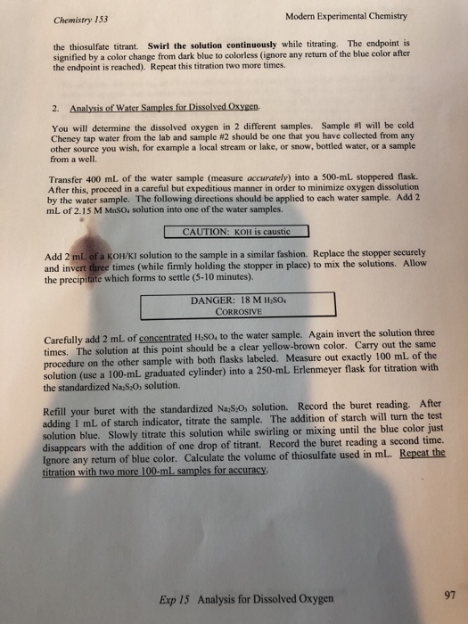 Solved Analysis for Dissolved Oxygen DATA AND REPORT SHEET | Chegg.com