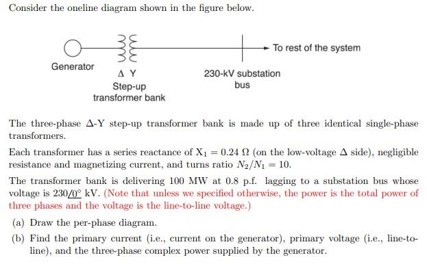 Solved Consider the oneline diagram shown in the figure | Chegg.com