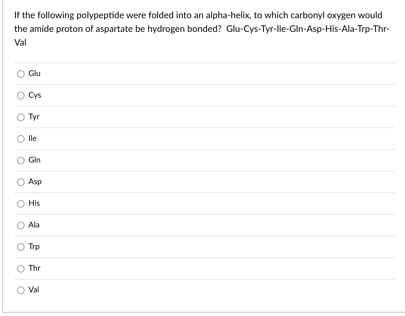 Solved If the following polypeptide were folded into an | Chegg.com