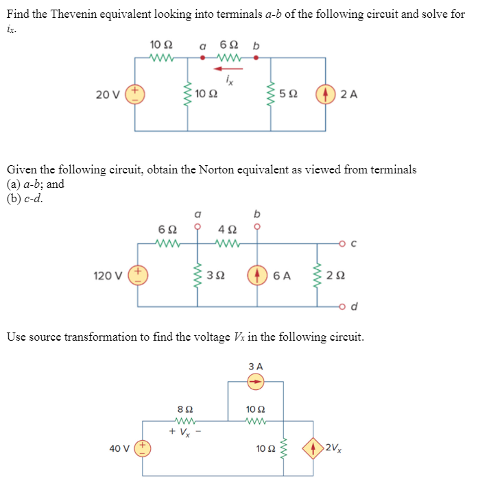Solved Find the Thevenin equivalent looking into terminals | Chegg.com