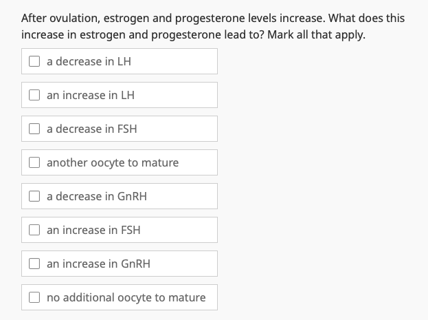 After ovulation, estrogen and progesterone levels | Chegg.com