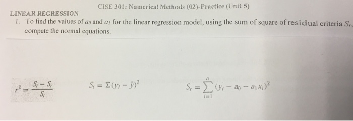 Solved CISE 301: Numerical Methods (02)-Practice (Unit 5) | Chegg.com