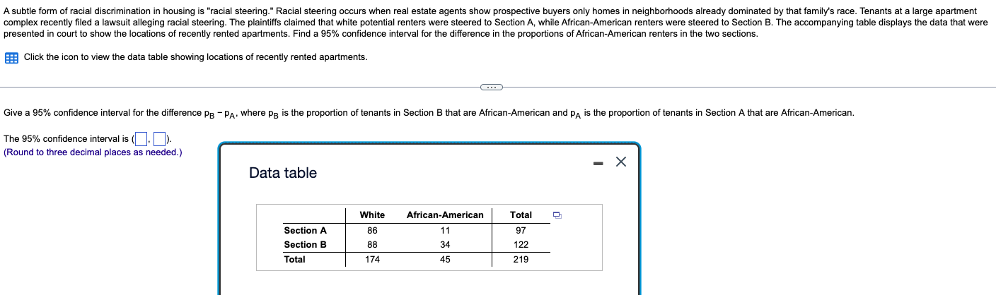 Solved A subtle form of racial discrimination in housing is | Chegg.com