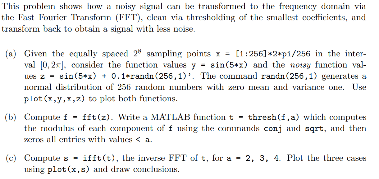 This problem shows how a noisy signal can be | Chegg.com
