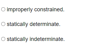 Solved improperly constrained. statically determinate. | Chegg.com