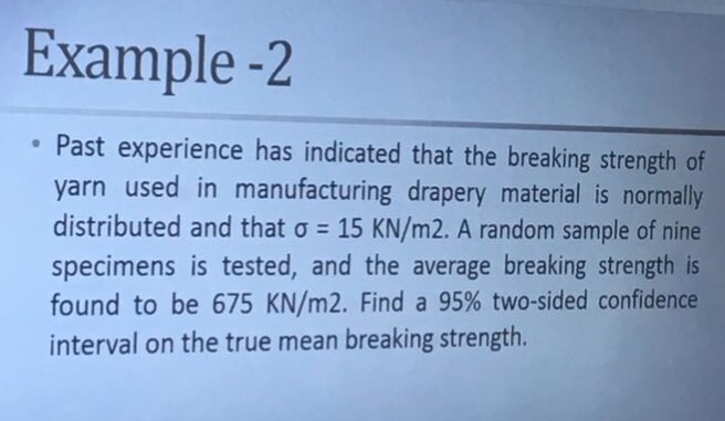 Solved Example-2 Past experience has indicated that the | Chegg.com