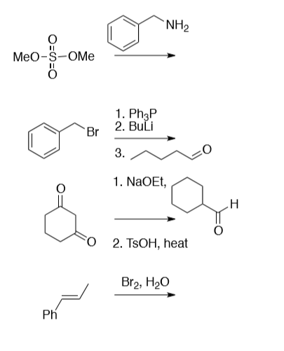 Solved NH2 MeO-S-OME 1. PhP 2. Buli Br 3. 1. NaOET, H 02. | Chegg.com