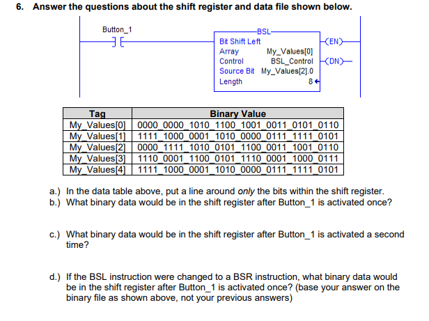 Solved 6. Answer the questions about the shift register and | Chegg.com