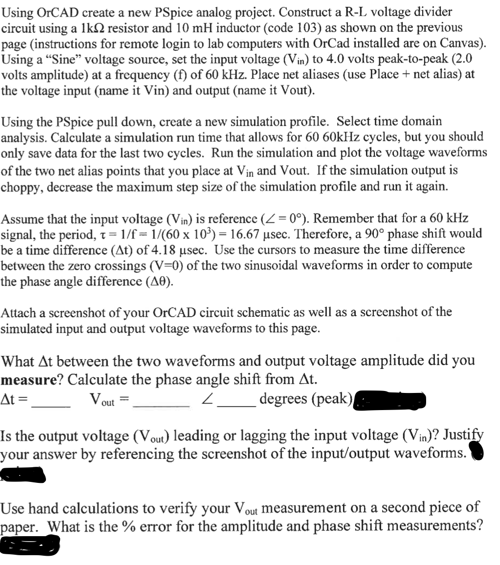 Solved Using OrCAD create a new PSpice analog project. | Chegg.com