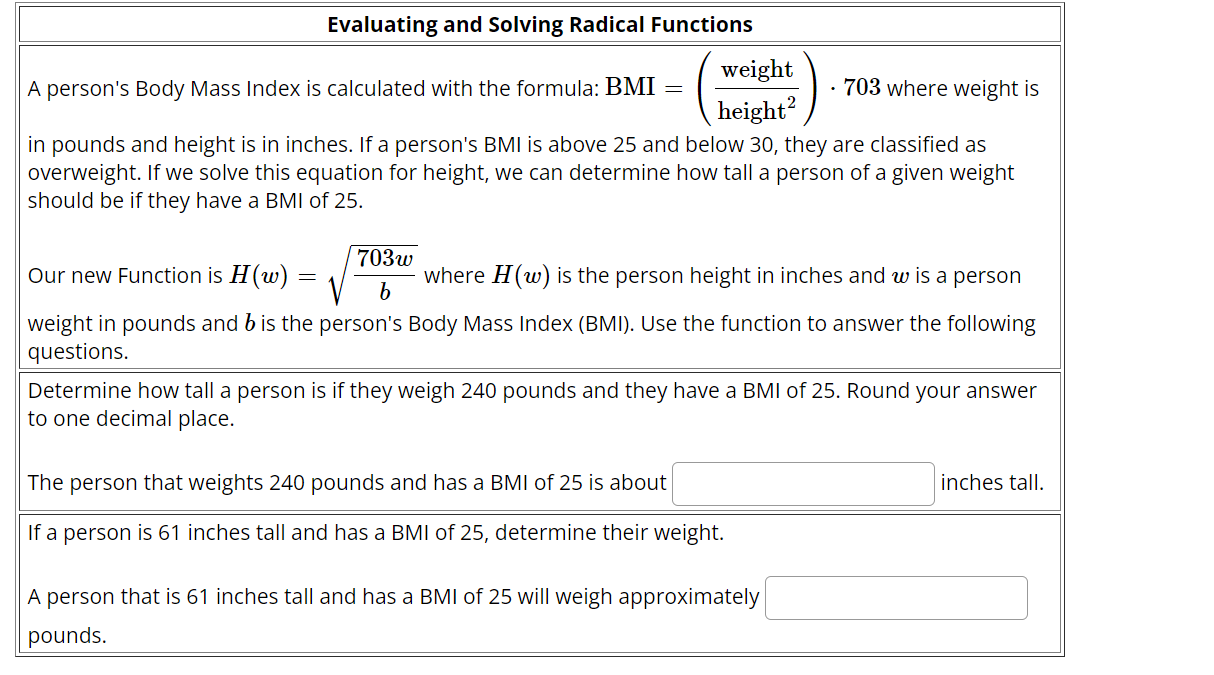 Solved Evaluating and Solving Radical Functions A person's | Chegg.com