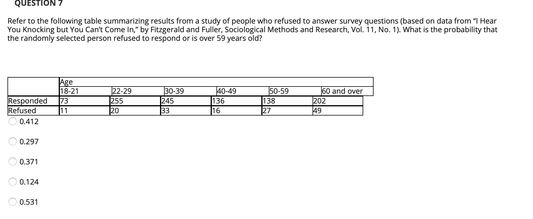 Solved QUESTION 7 Refer to the following table summarizing | Chegg.com